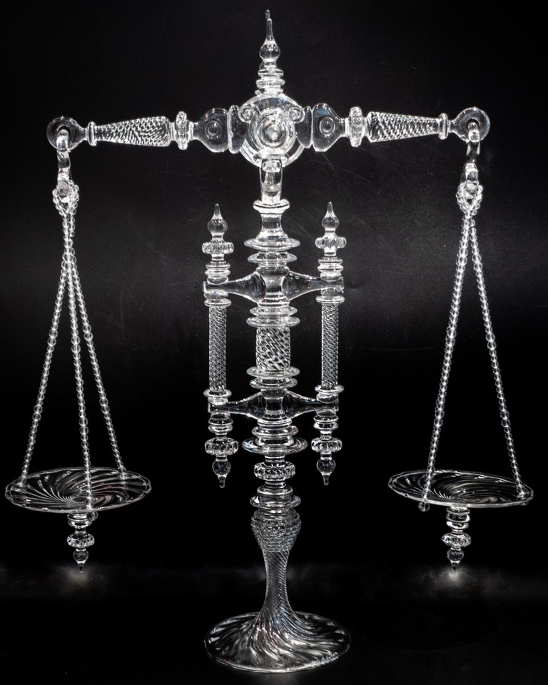 Large Hand Blown Clear Glass Balance Scale at 1stDibs