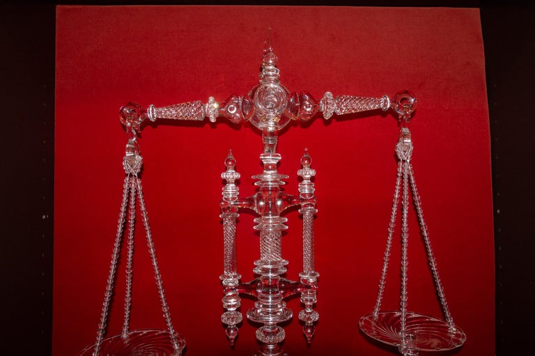 Large Handblown Clear Glass Balance Scale at 1stDibs