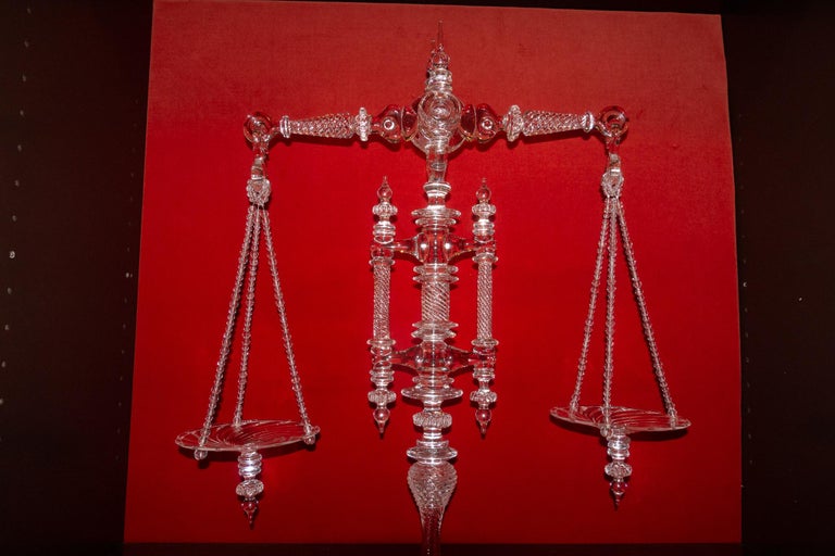 Large Handblown Clear Glass Balance Scale at 1stDibs