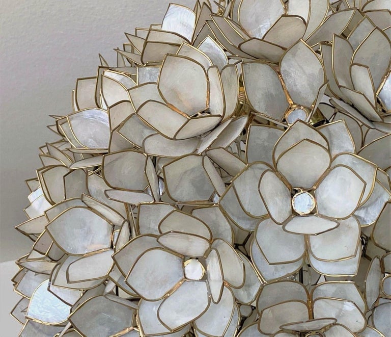 Large Handcrafted Capiz Shell Three-Light Lotus Ball Chandelier by ...