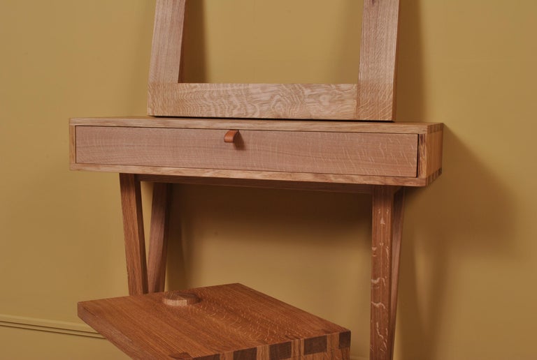 Large Handcrafted Oak Furrow Mirror For Sale at 1stDibs
