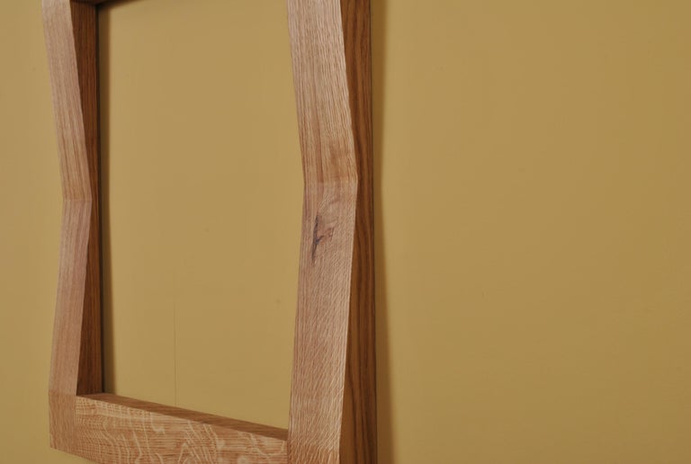 Large Handcrafted Oak Furrow Mirror For Sale at 1stDibs