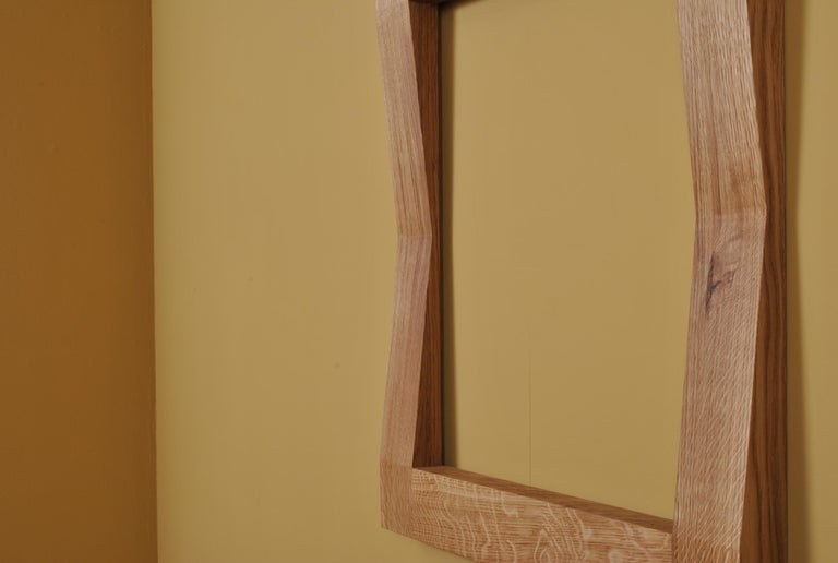 Large Handcrafted Oak Furrow Mirror For Sale at 1stDibs