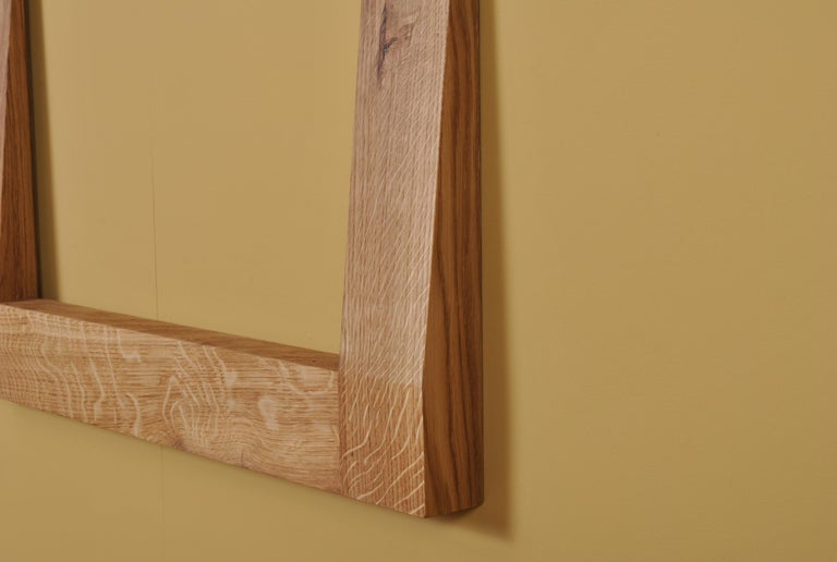 Large Handcrafted Oak Furrow Mirror For Sale at 1stDibs