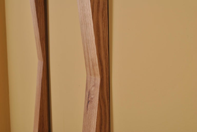 Large Handcrafted Oak Furrow Mirror For Sale at 1stDibs