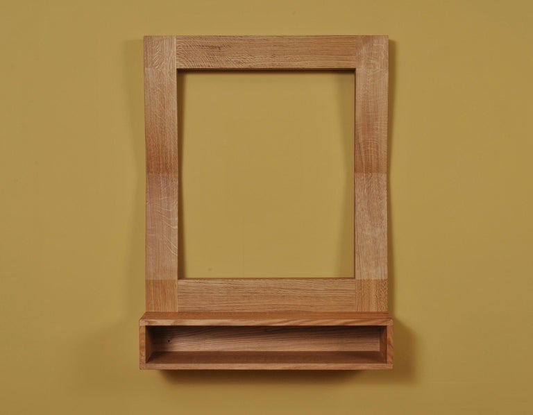 Large Handcrafted Oak Furrow Shelf Mirror For Sale at 1stDibs