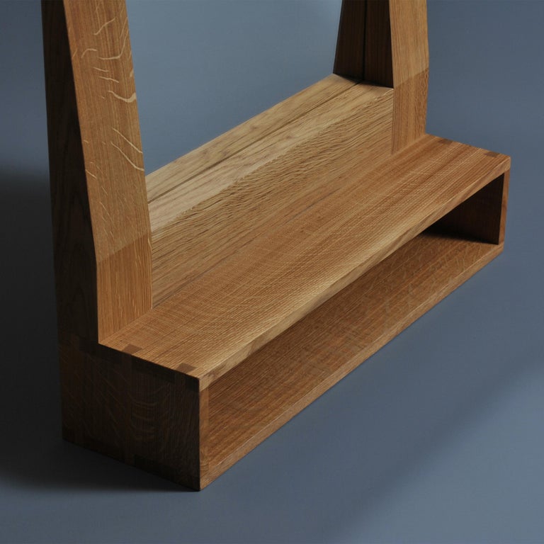 Large Handcrafted Oak Furrow Shelf Mirror For Sale at 1stDibs | oak ...