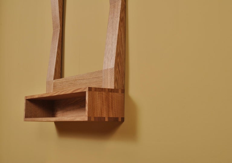 Large Handcrafted Oak Furrow Shelf Mirror For Sale at 1stDibs