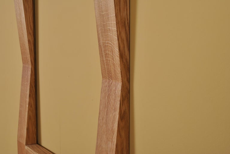 Large Handcrafted Oak Furrow Shelf Mirror For Sale at 1stDibs