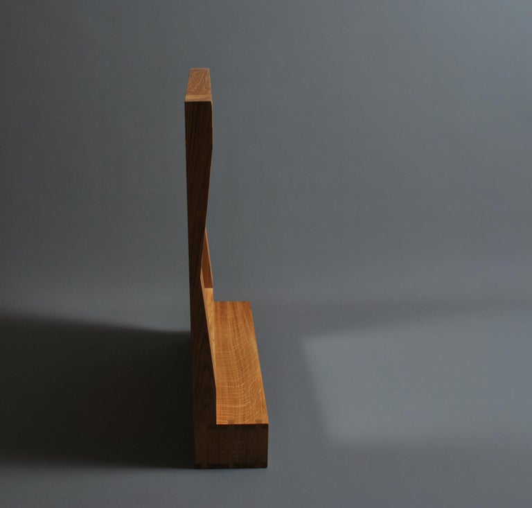 Large Handcrafted Oak Furrow Shelf Mirror For Sale at 1stDibs