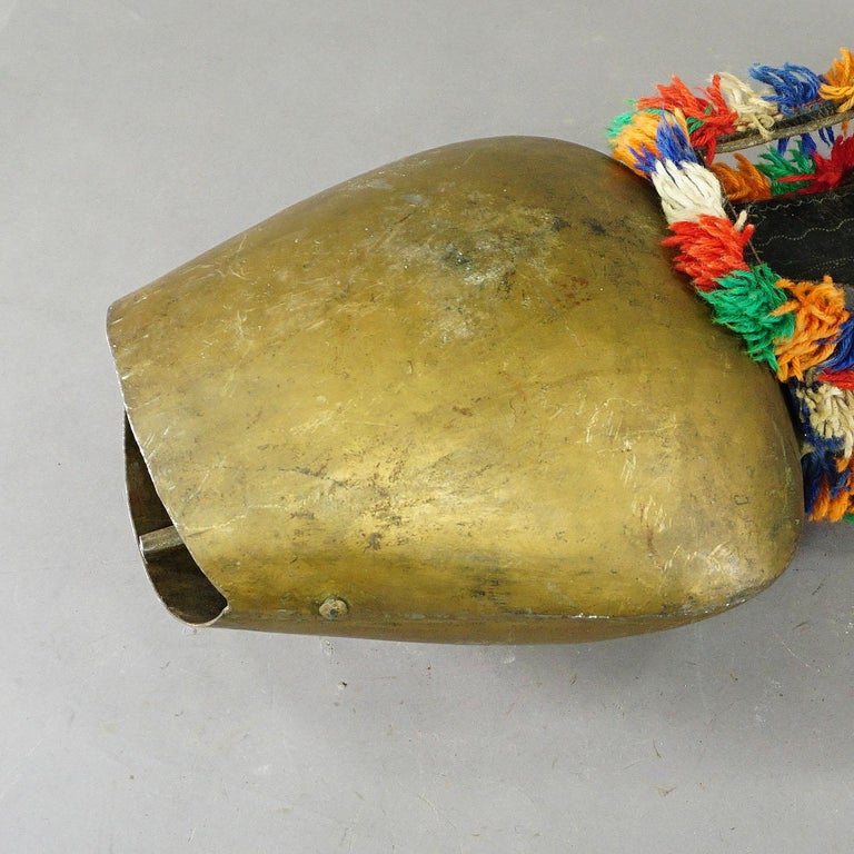 Large Handforged Cow Bell with Leather Strap, Swizerland, ca. 1950s For ...