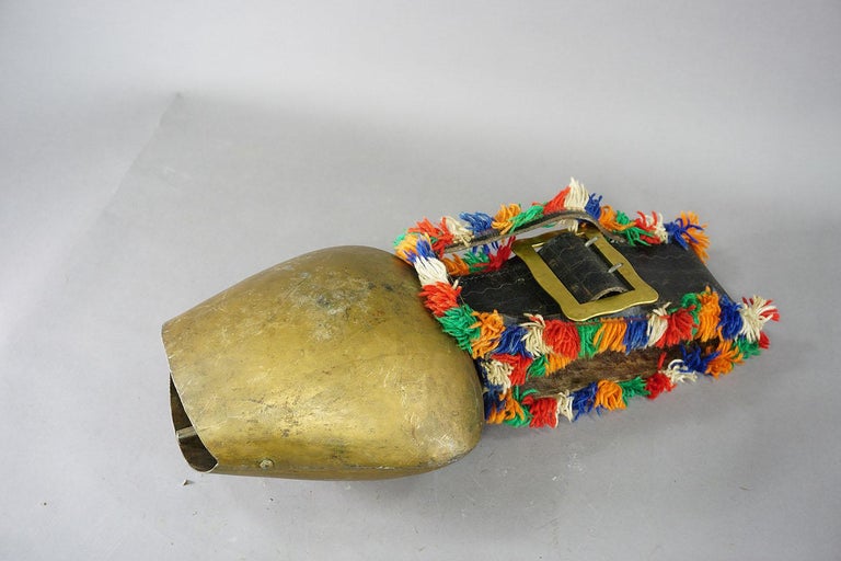 Large Handforged Cow Bell with Leather Strap, Swizerland, ca. 1950s For ...