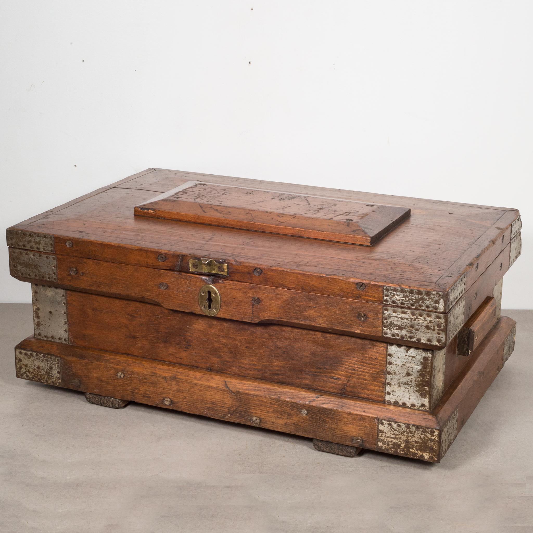 Large Handmade Wood Document with Brass Lock, c.1940 at 1stDibs