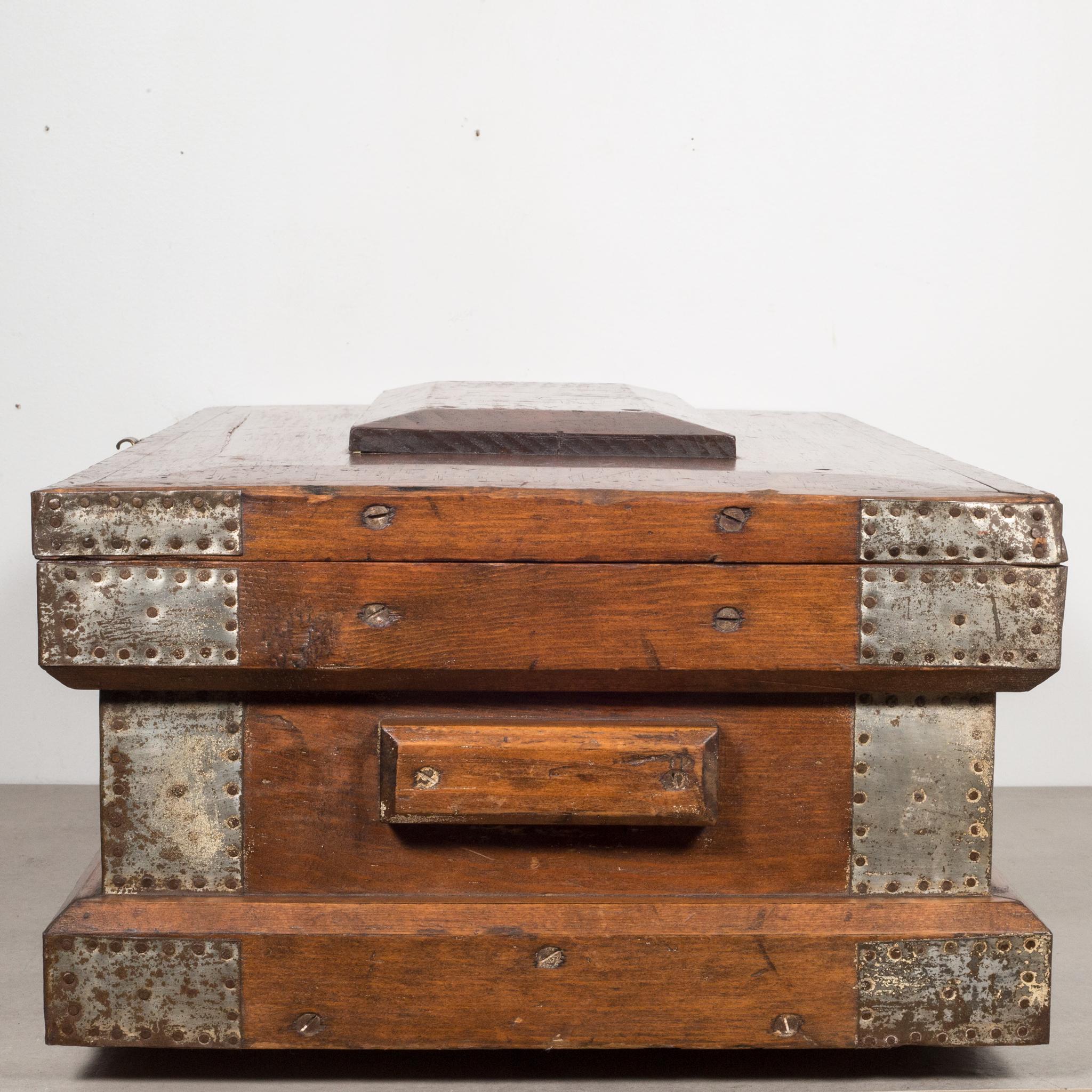 Large Handmade Wood Document with Brass Lock, c.1940 at 1stDibs