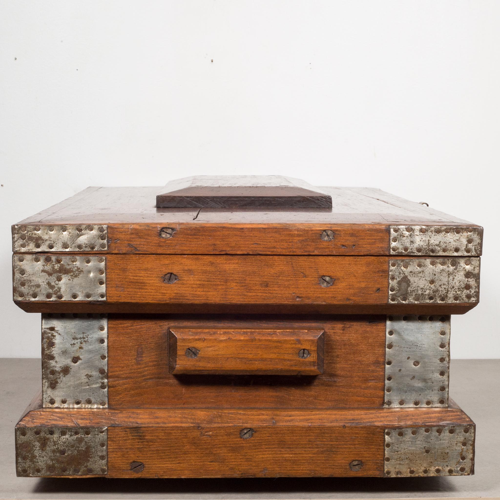 Large Handmade Wood Document with Brass Lock, c.1940 at 1stDibs