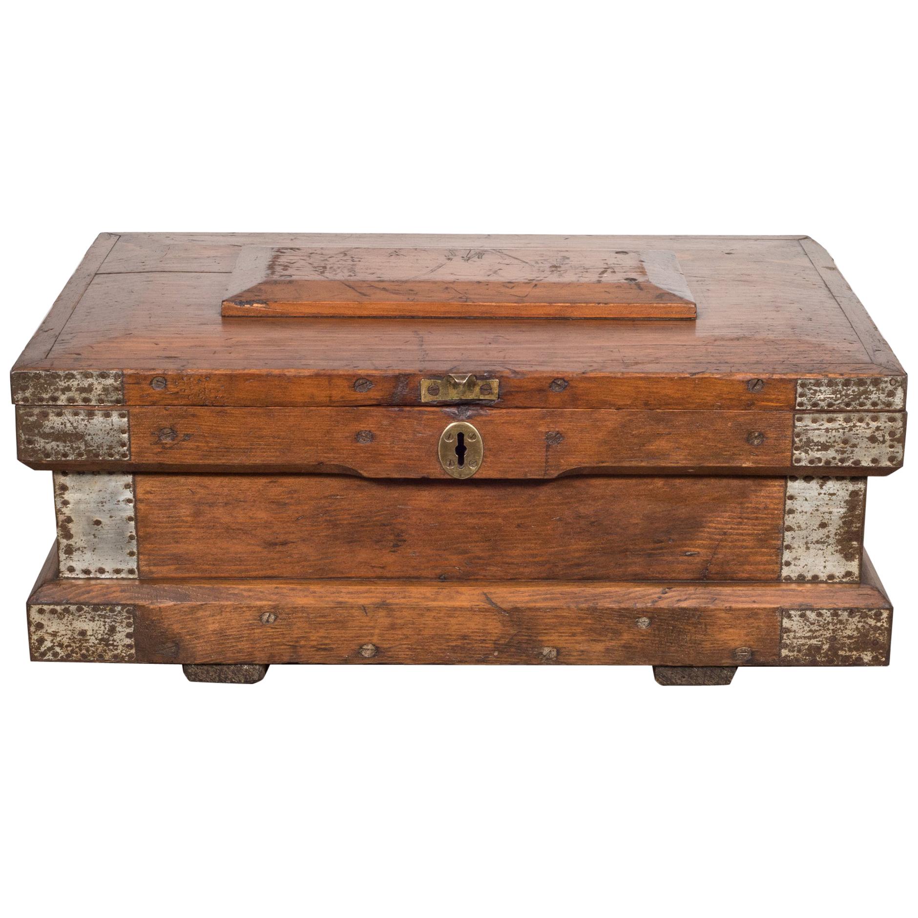 Large Handmade Wood Document with Brass Lock, c.1940 at 1stDibs