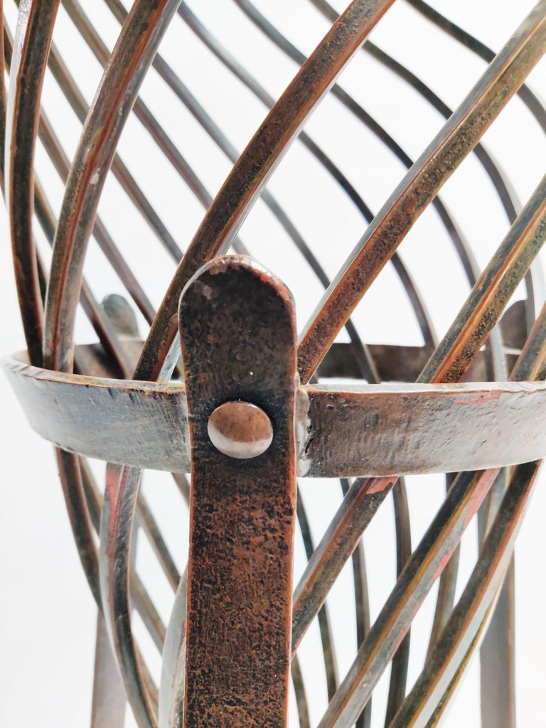 Large Handmade Wrought Iron Vase, 1970s at 1stDibs