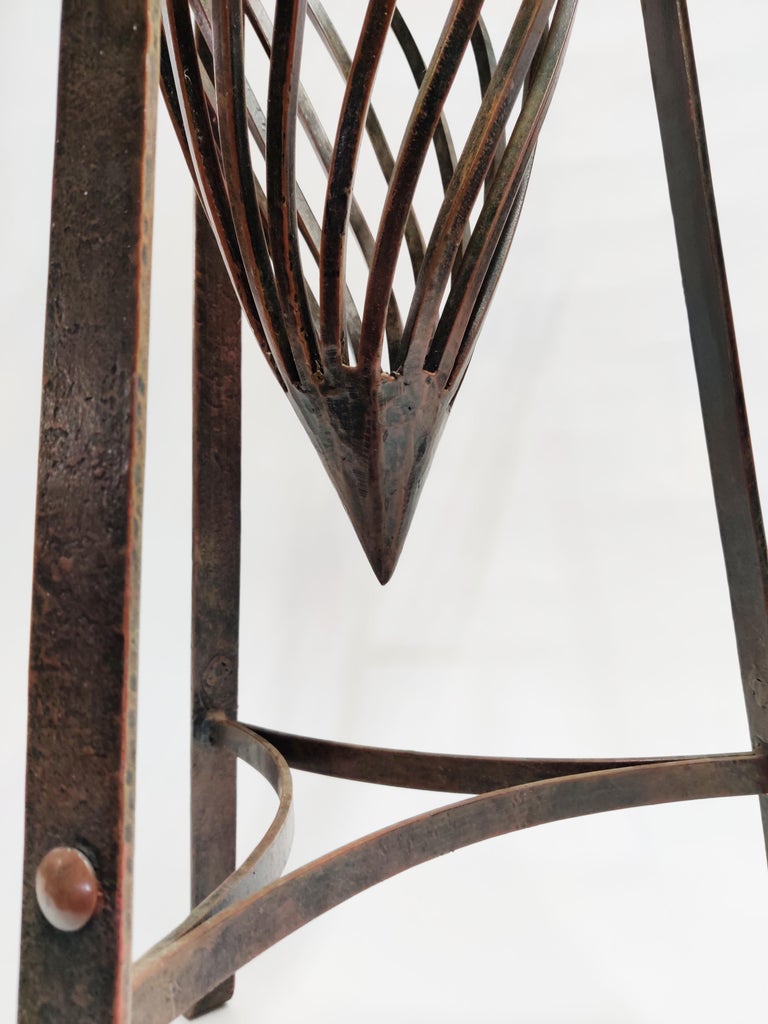 Large Handmade Wrought Iron Vase, 1970s at 1stDibs
