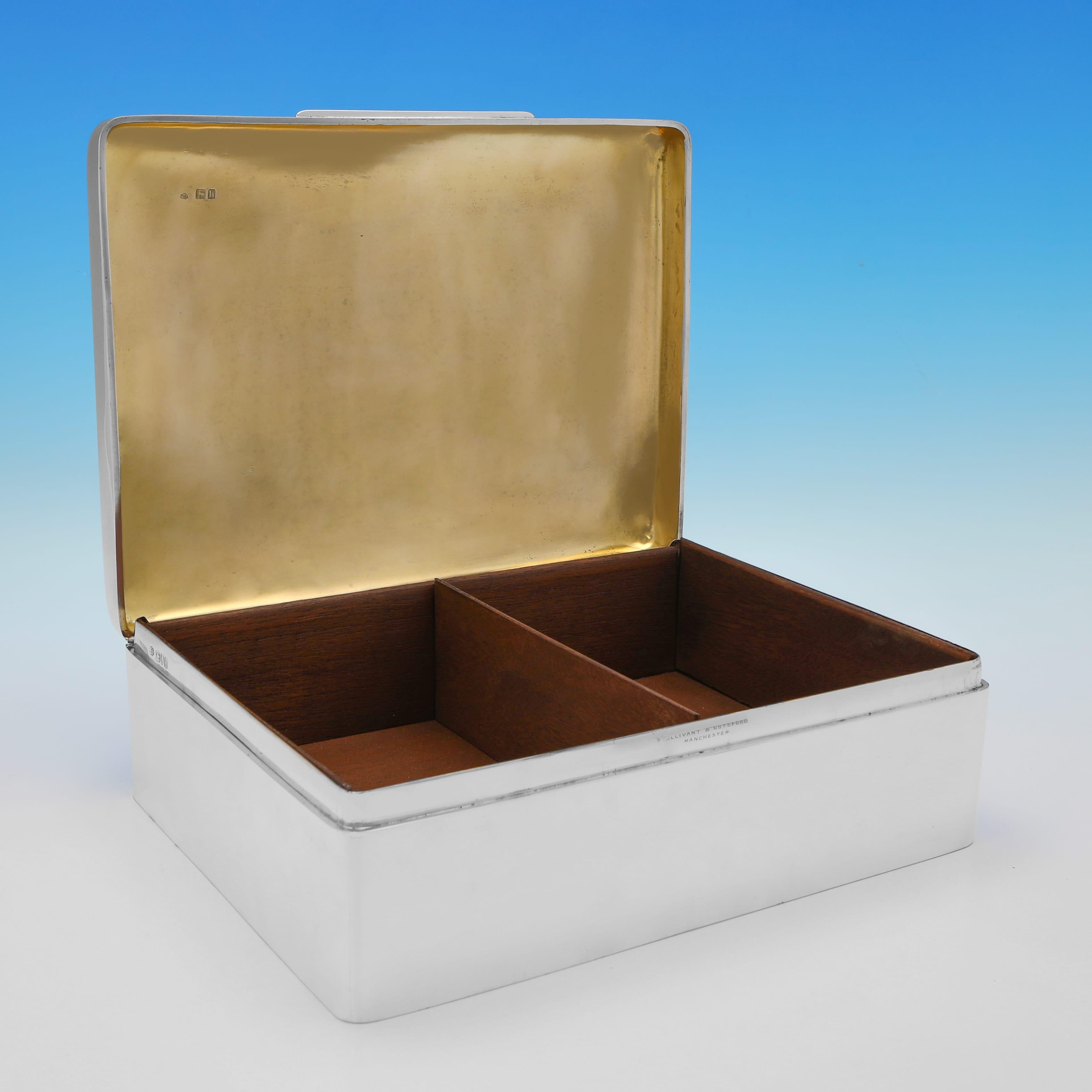 Large and handsome antique sterling silver cigar box - made in London ...