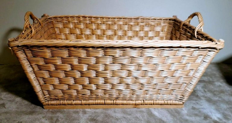 Large Handwoven French Wicker Bread Basket For Sale at 1stDibs