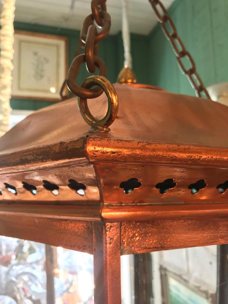 Large Hanging Hexagonal Painted Iron Ceiling Lantern Pendant Light ...