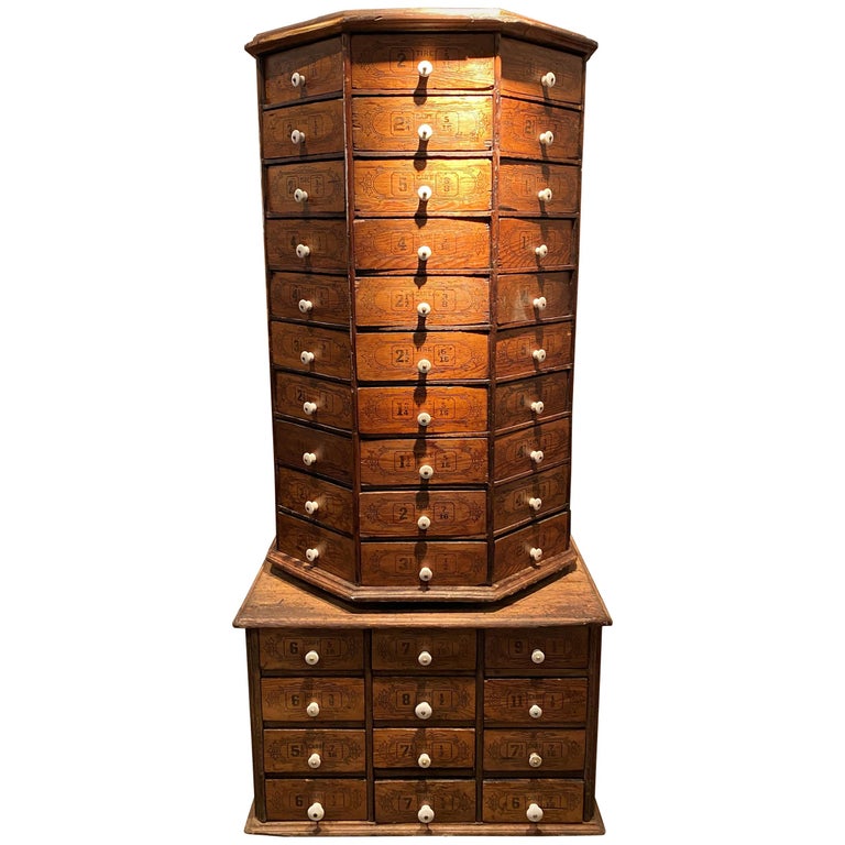 Large Hardware Store Revolving Multi-Drawer Octagonal Screw and Bolt ...