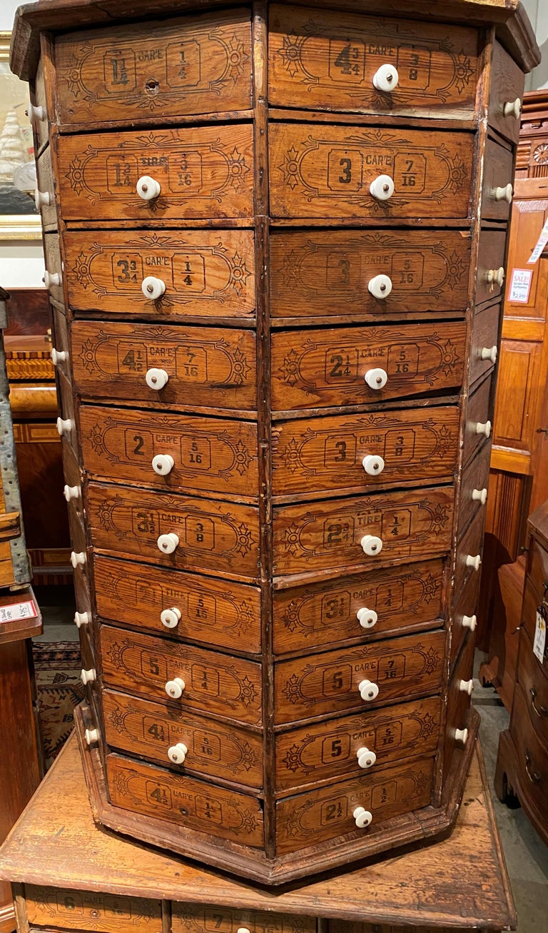 Large Hardware Store Revolving Multi-Drawer Octagonal Screw and Bolt ...