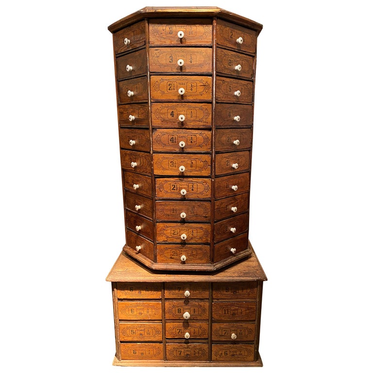 Large Hardware Store Revolving Multi-Drawer Octagonal Screw and Bolt ...