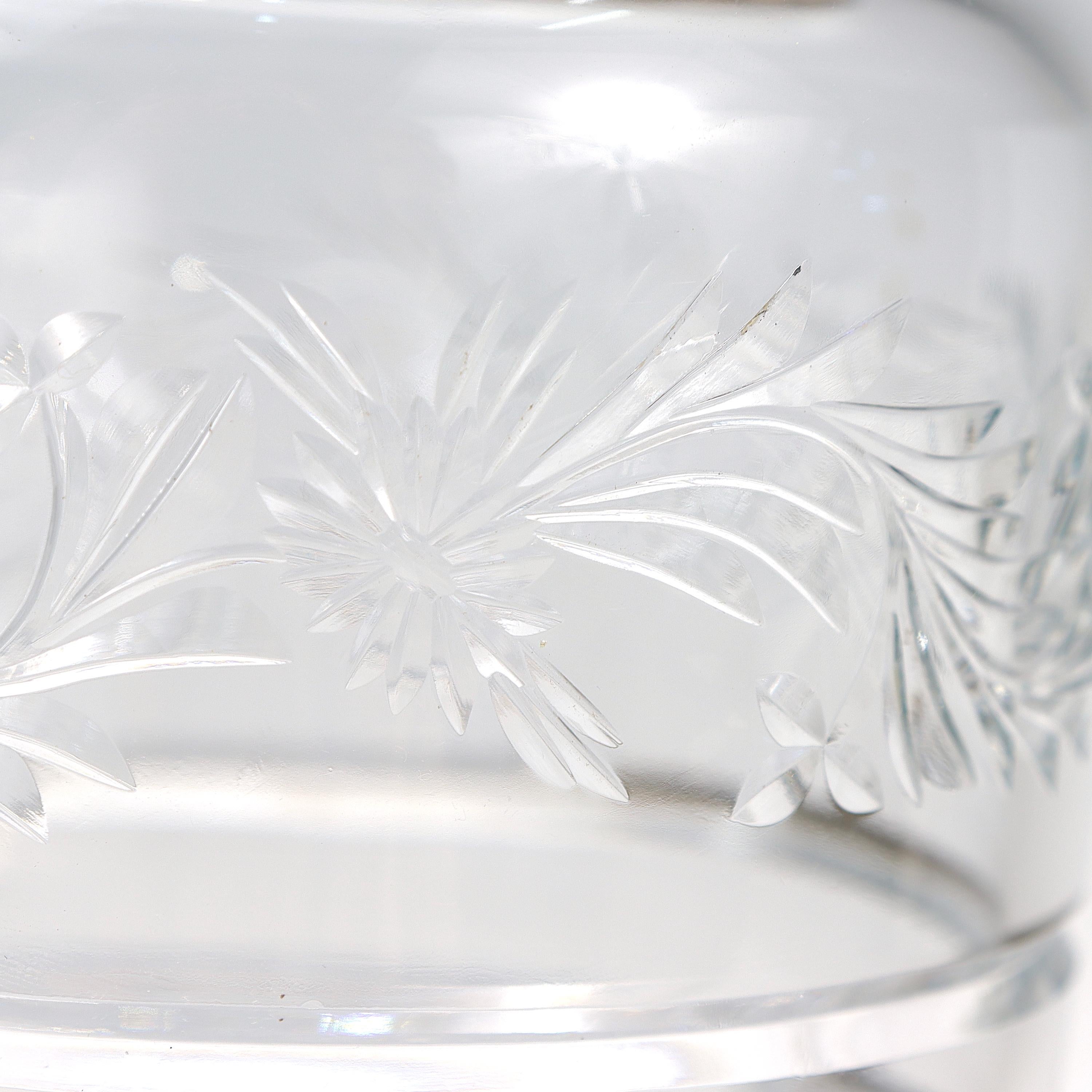 Large Hawkes Art Deco Cut Glass and Sterling Silver Cocktail Shaker For ...