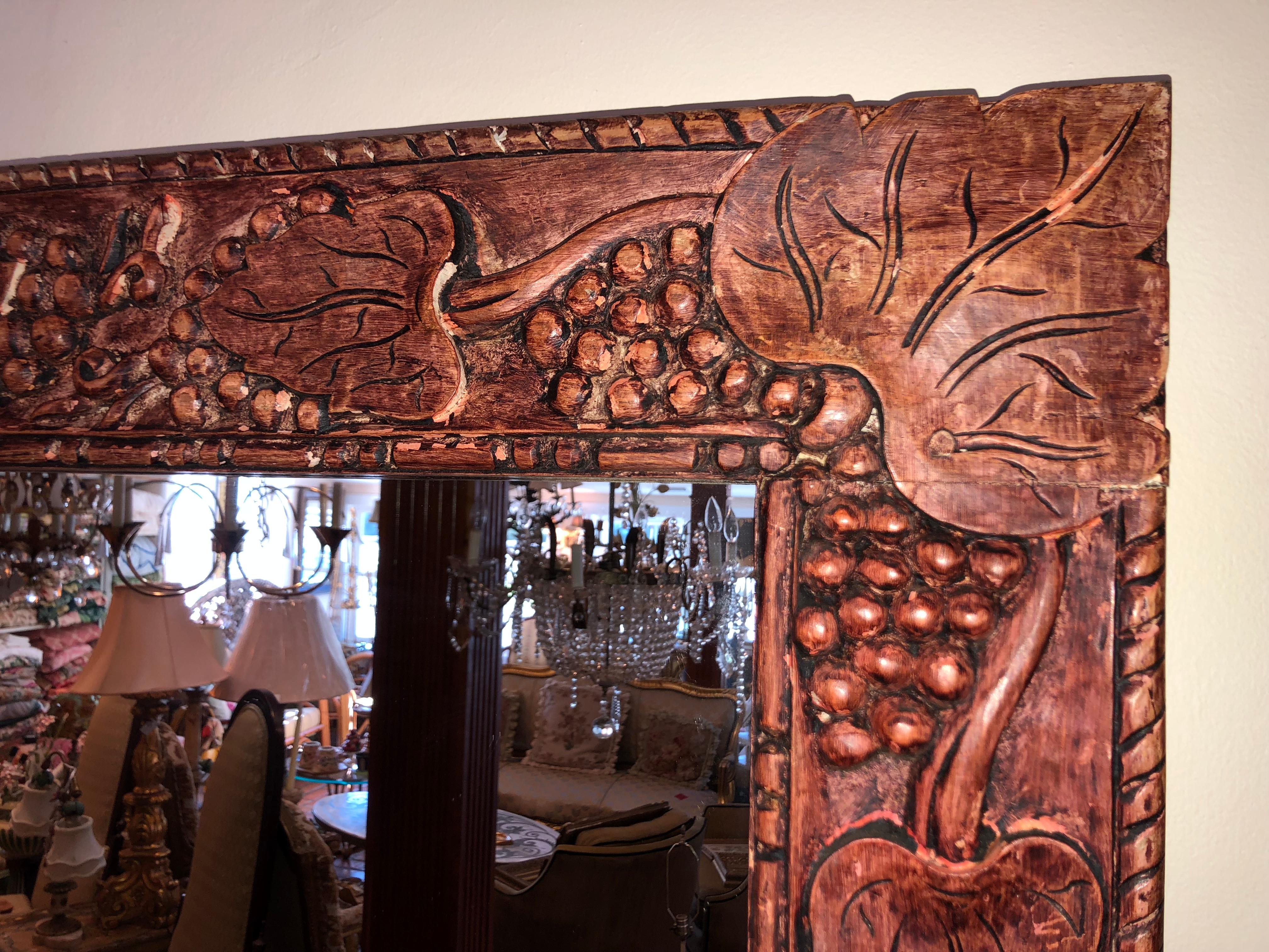 Large Heavily Carved Wooden Grape Vine Mirror at 1stDibs