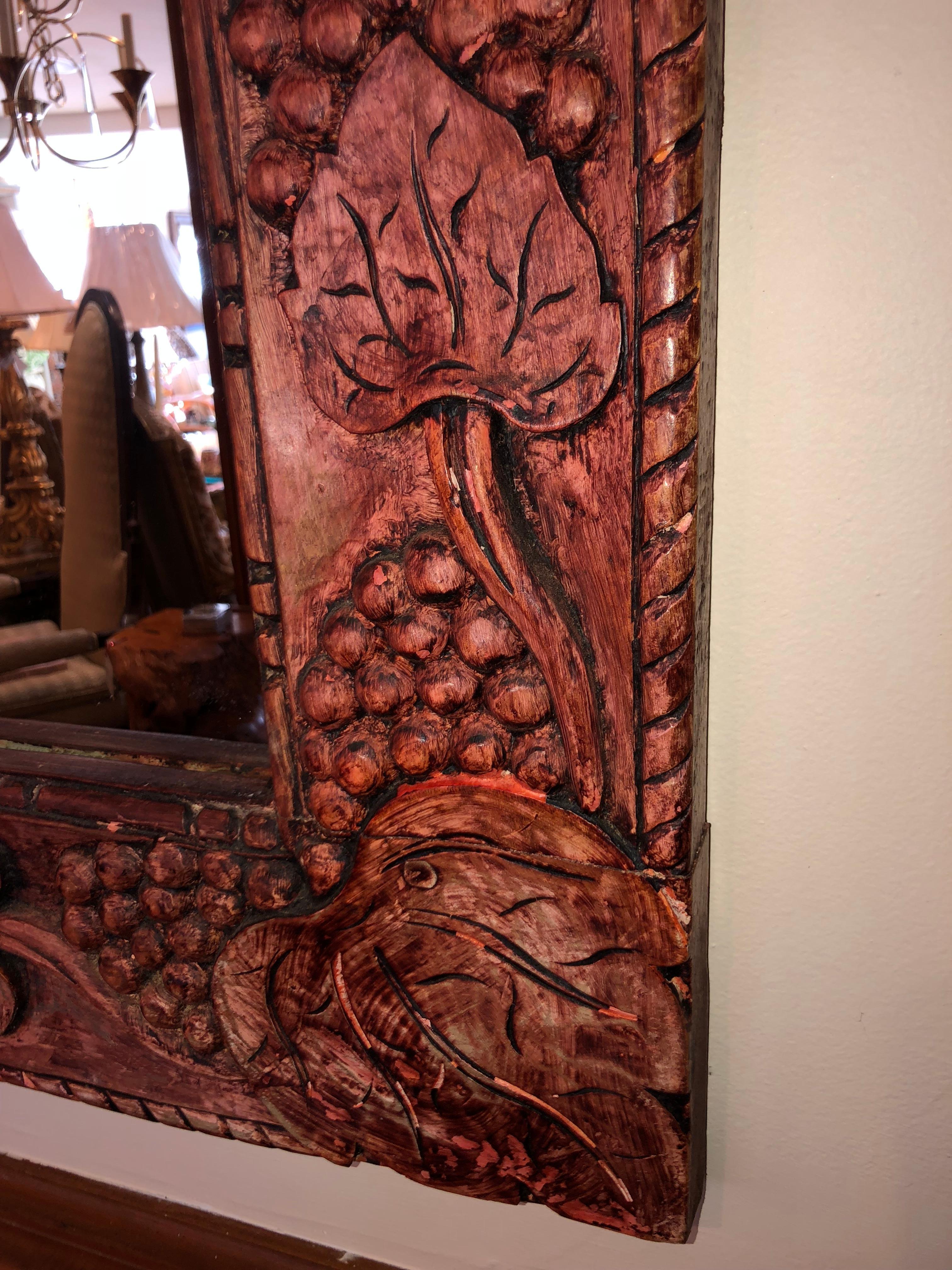 Large Heavily Carved Wooden Grape Vine Mirror at 1stDibs