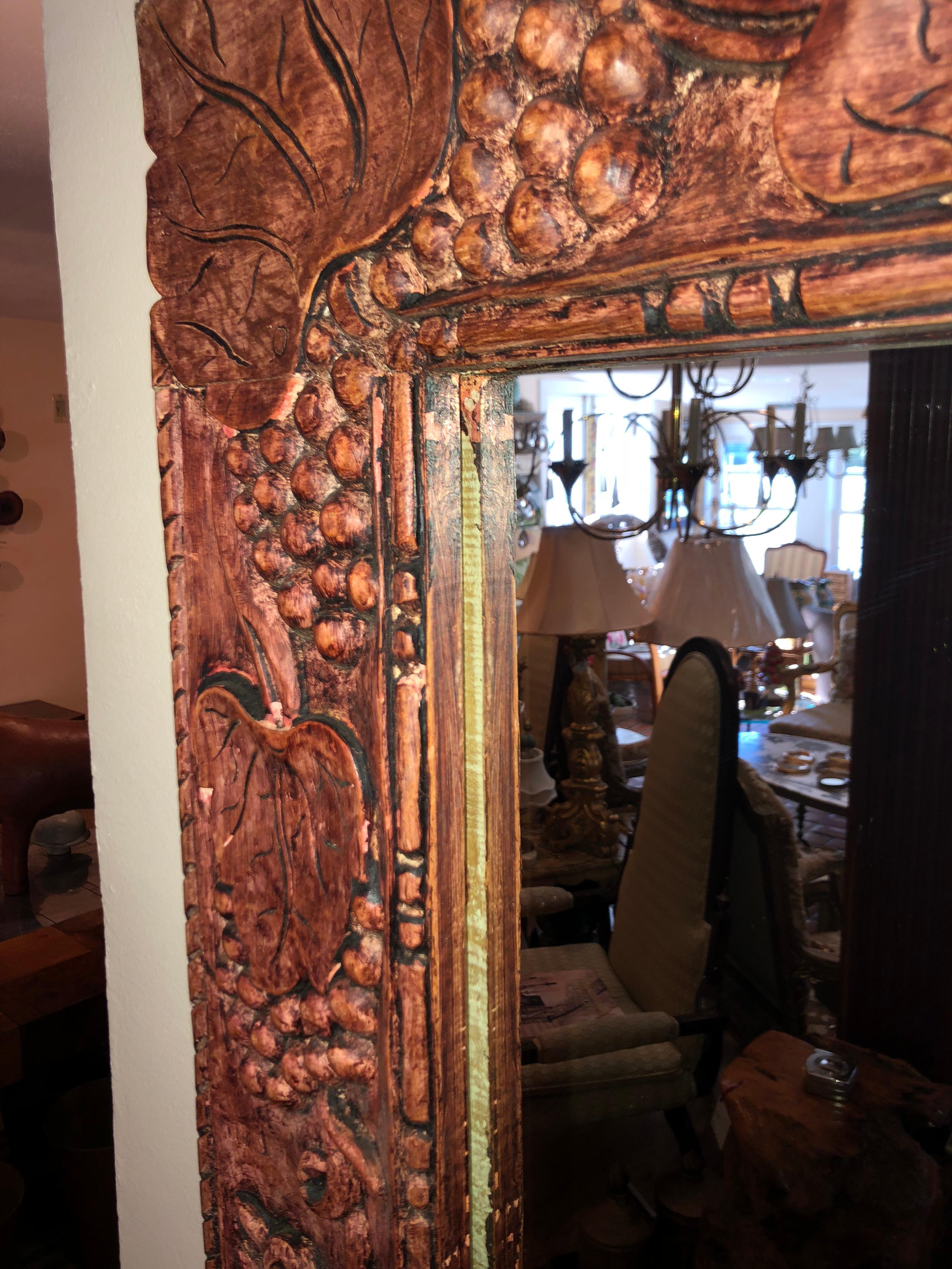 Large Heavily Carved Wooden Grape Vine Mirror at 1stDibs