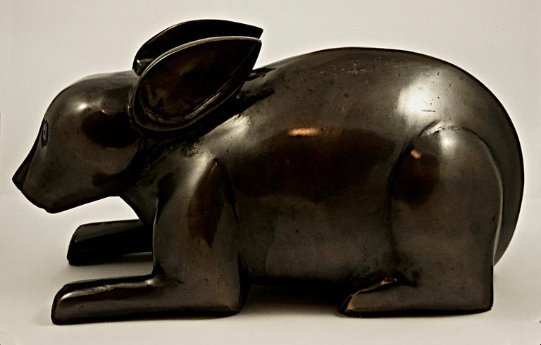Large Heavy Bronze Rabbit Statue For Sale at 1stDibs