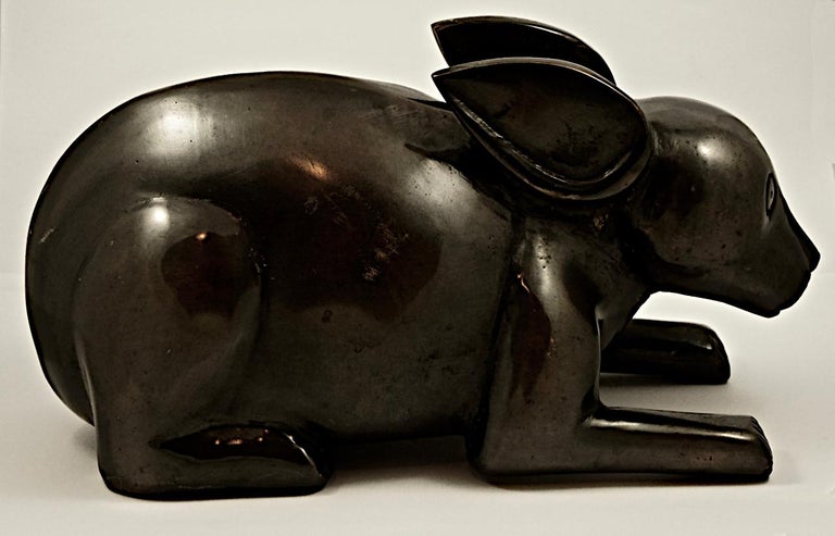 Large Heavy Bronze Rabbit Statue For Sale at 1stDibs