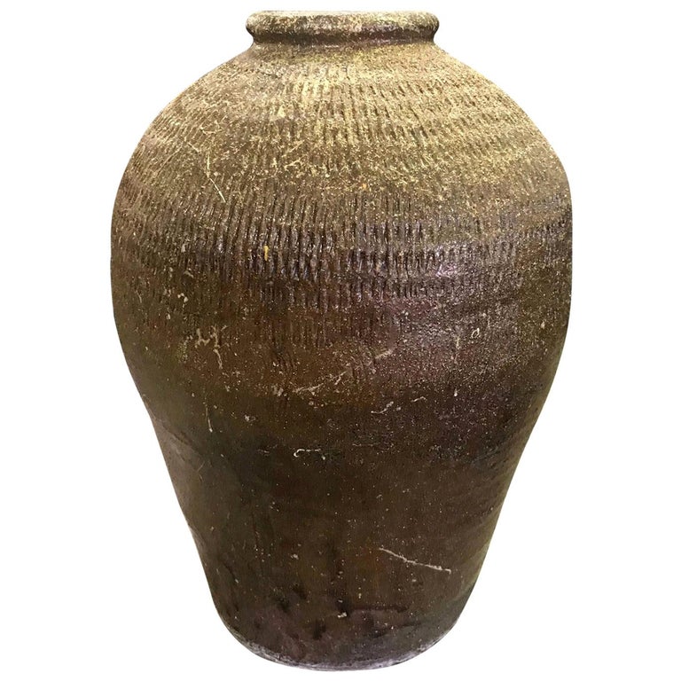 Large Heavy Earthenware Pottery Vase Pot Jar at 1stDibs