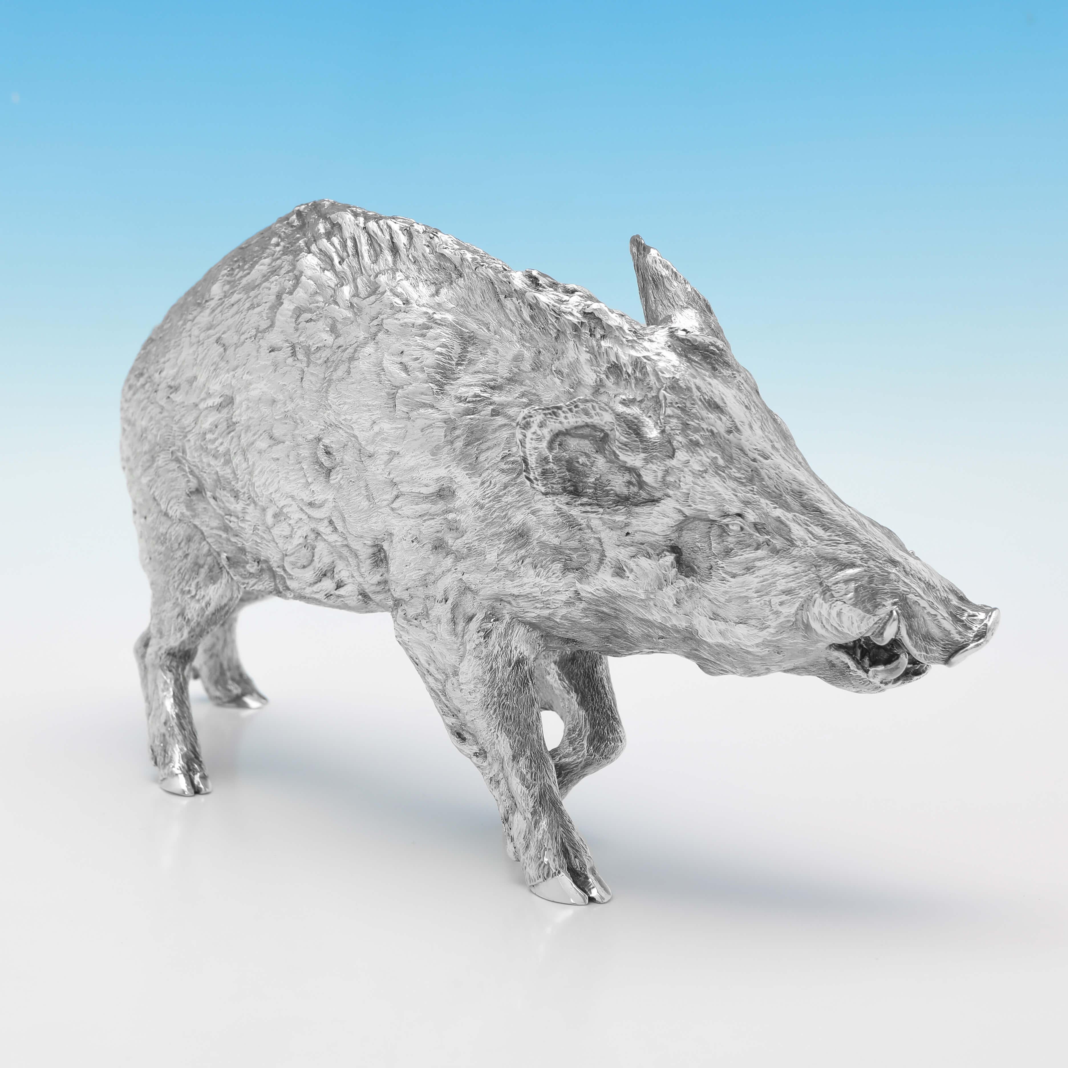 Large and Heavy Sterling Silver Model of a Boar, Hallmarked in London ...