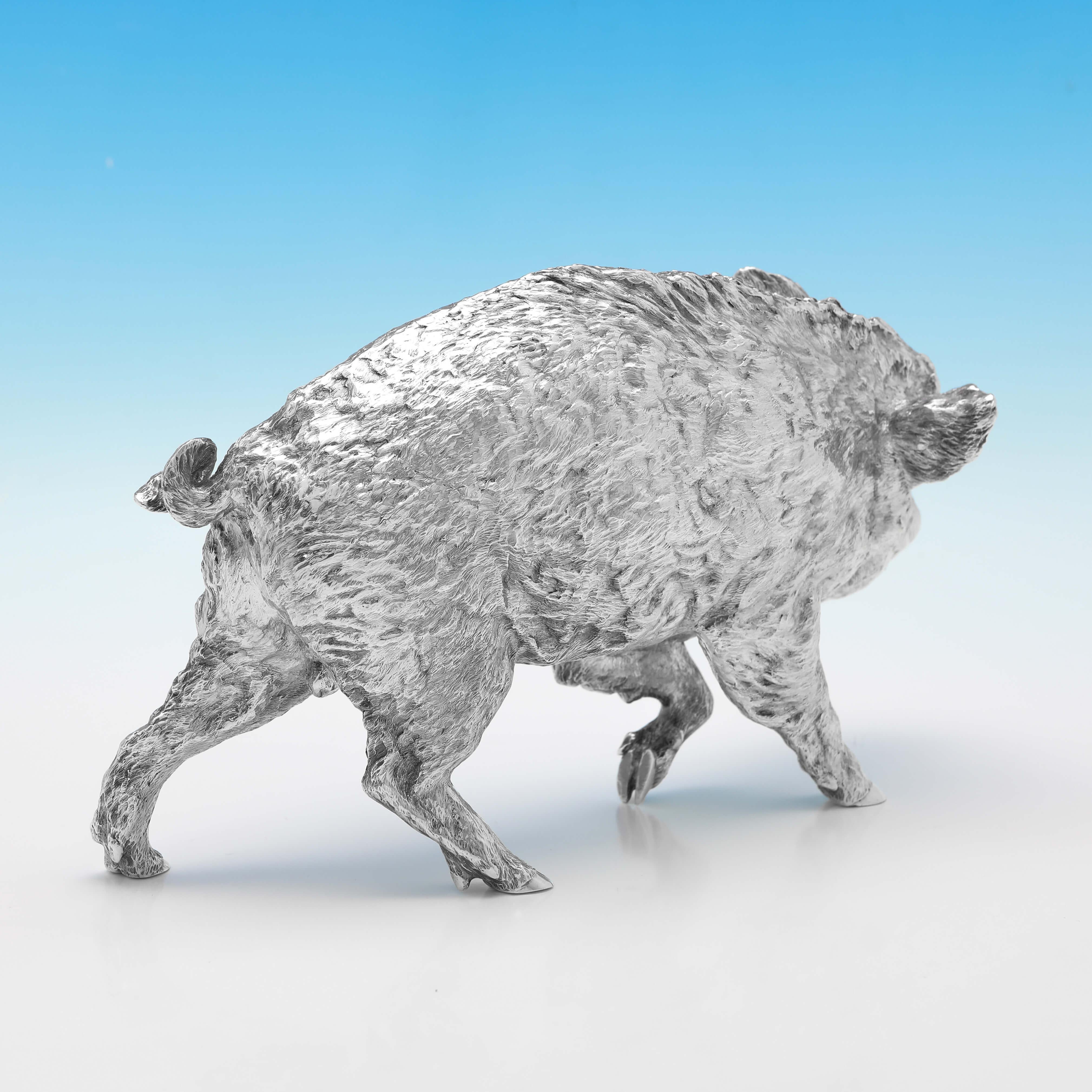 Large and Heavy Sterling Silver Model of a Boar, Hallmarked in London ...