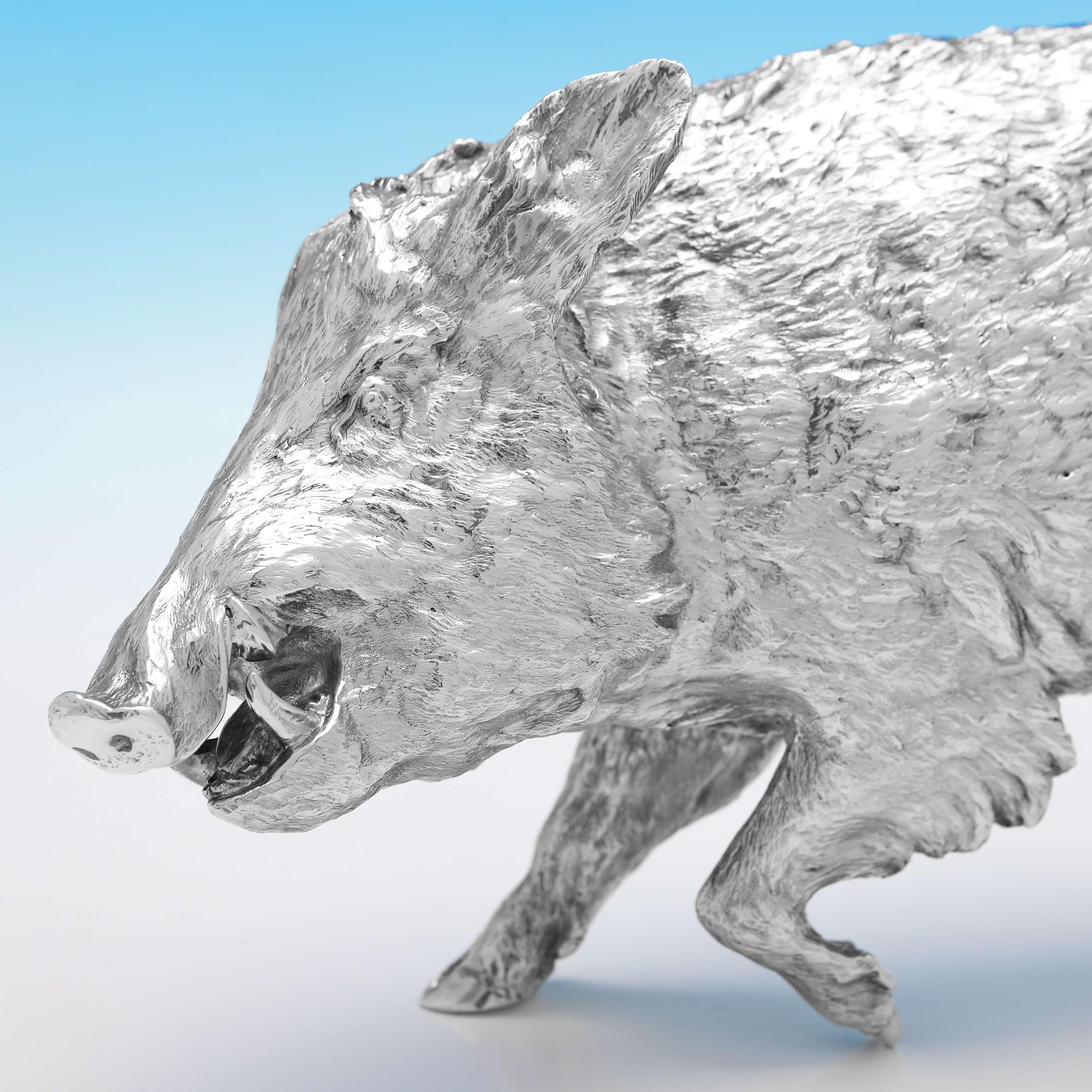 Large and Heavy Sterling Silver Model of a Boar, Hallmarked in London ...