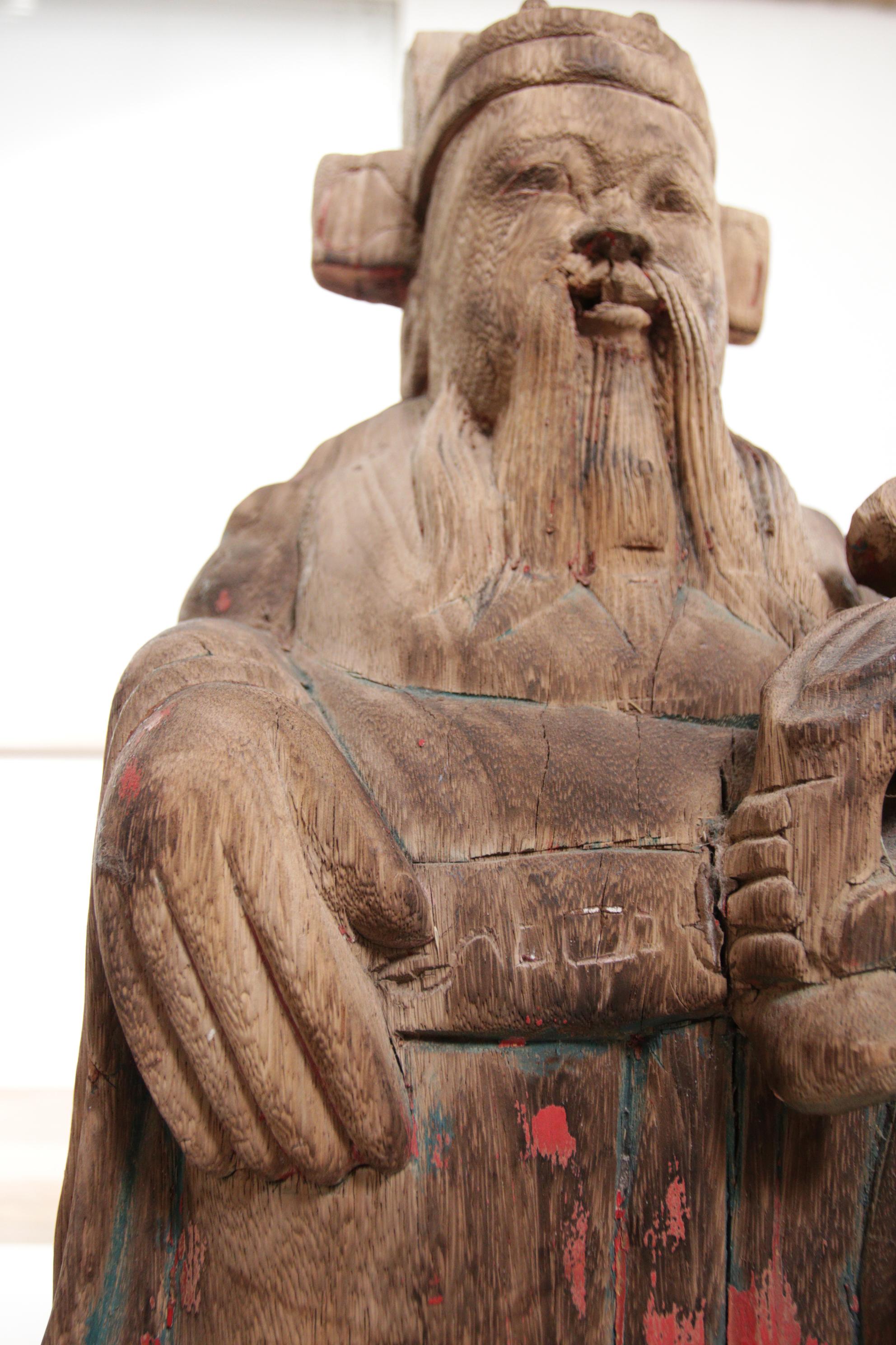 Large Heavy Wabi Sabi Chinese Wooden Sculpture For Sale at 1stDibs