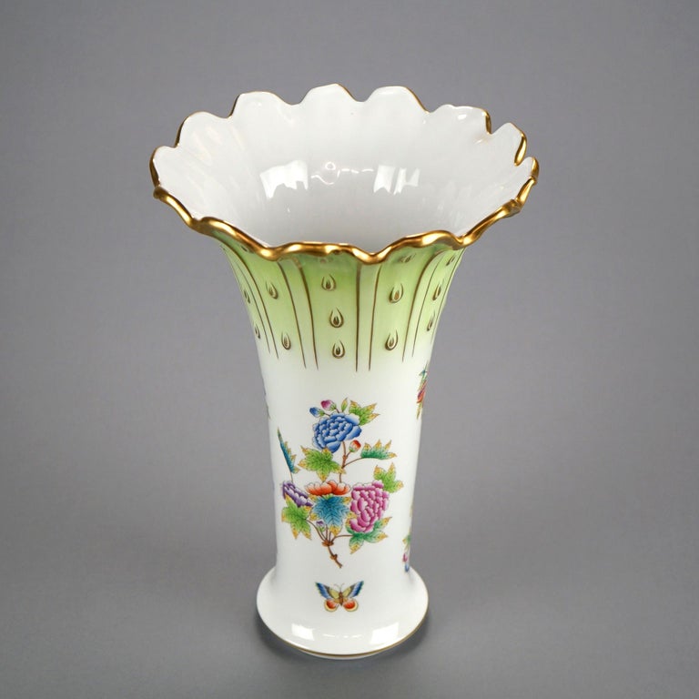 Large Herend Porcelain Decorated Vase, Flower Garden with Butterflies ...