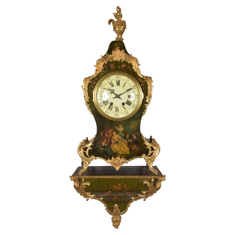 French Cartel clock with console in Vernis Martin, ca. 1855 For Sale at ...