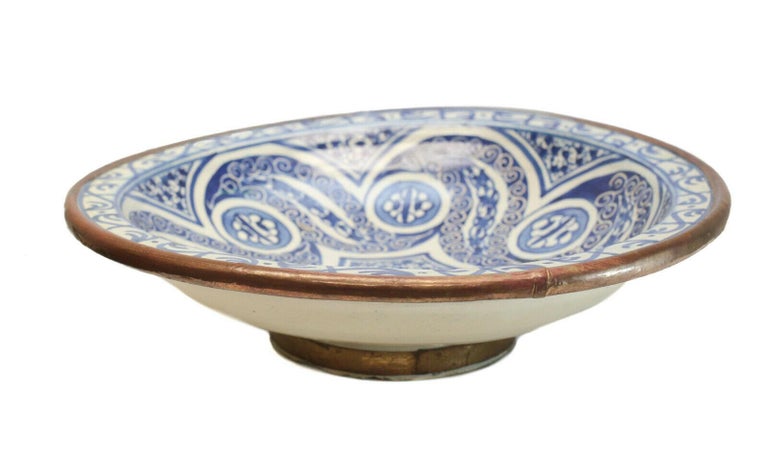 Large Hispano Moresque Pottery Centerpiece Bowl, 19th Century or ...