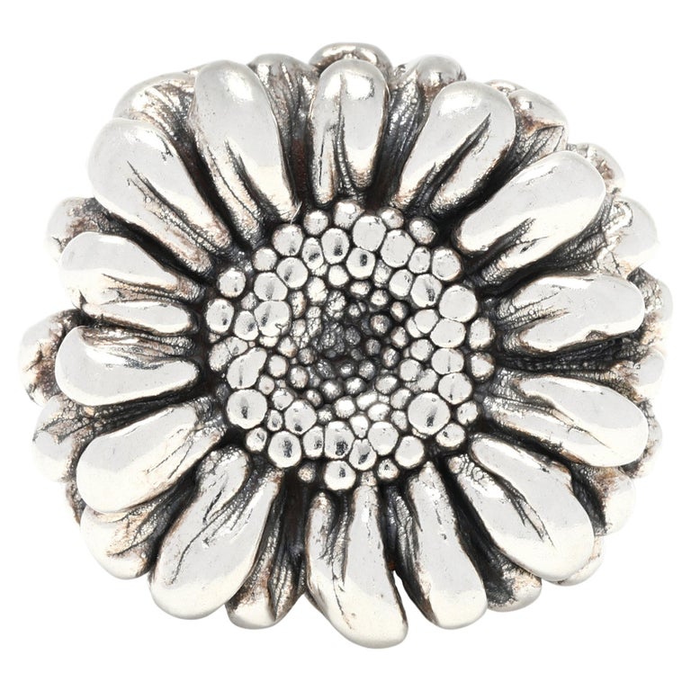 Large Hollow Sunflower Statement Ring, Sterling Silver, Ring, Simple ...