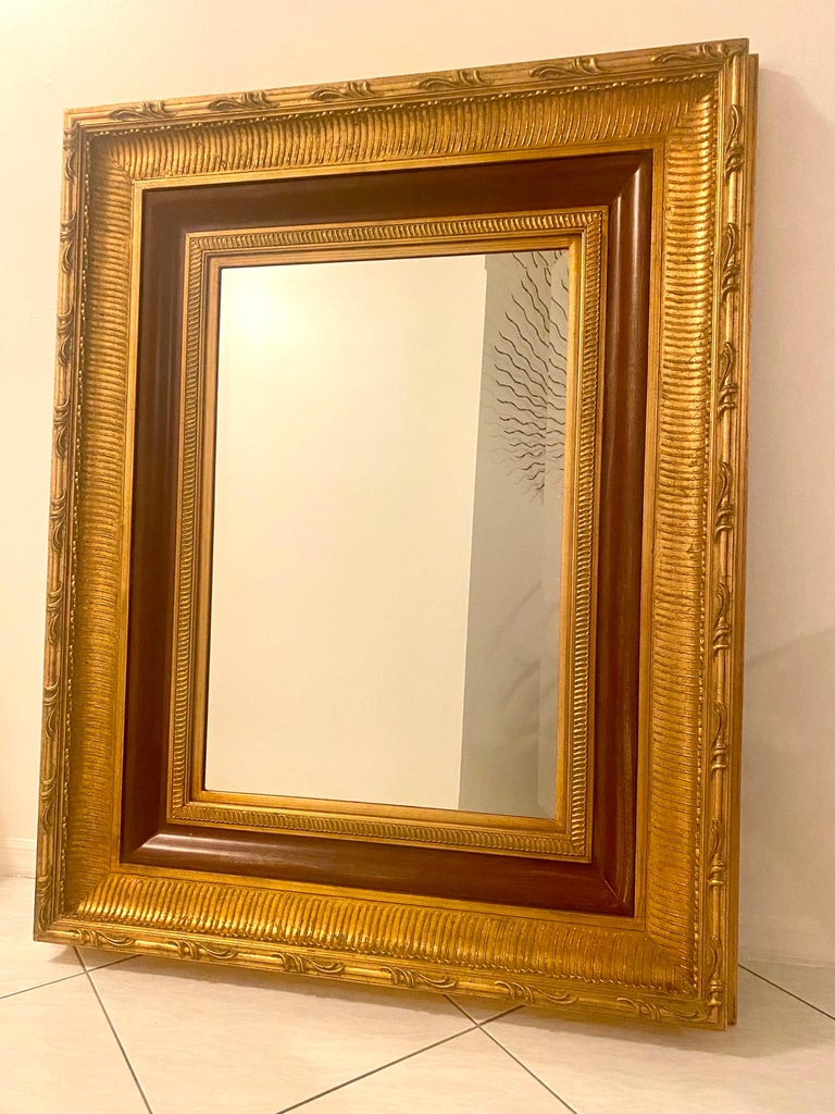 Large Hollywood Regency Gilded Wood Mirror For Sale at 1stDibs