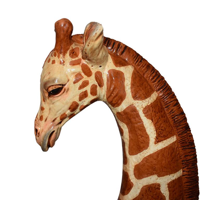 Large Hollywood Regency Italian Ceramic Hand-Painted Giraffe Sculpture ...