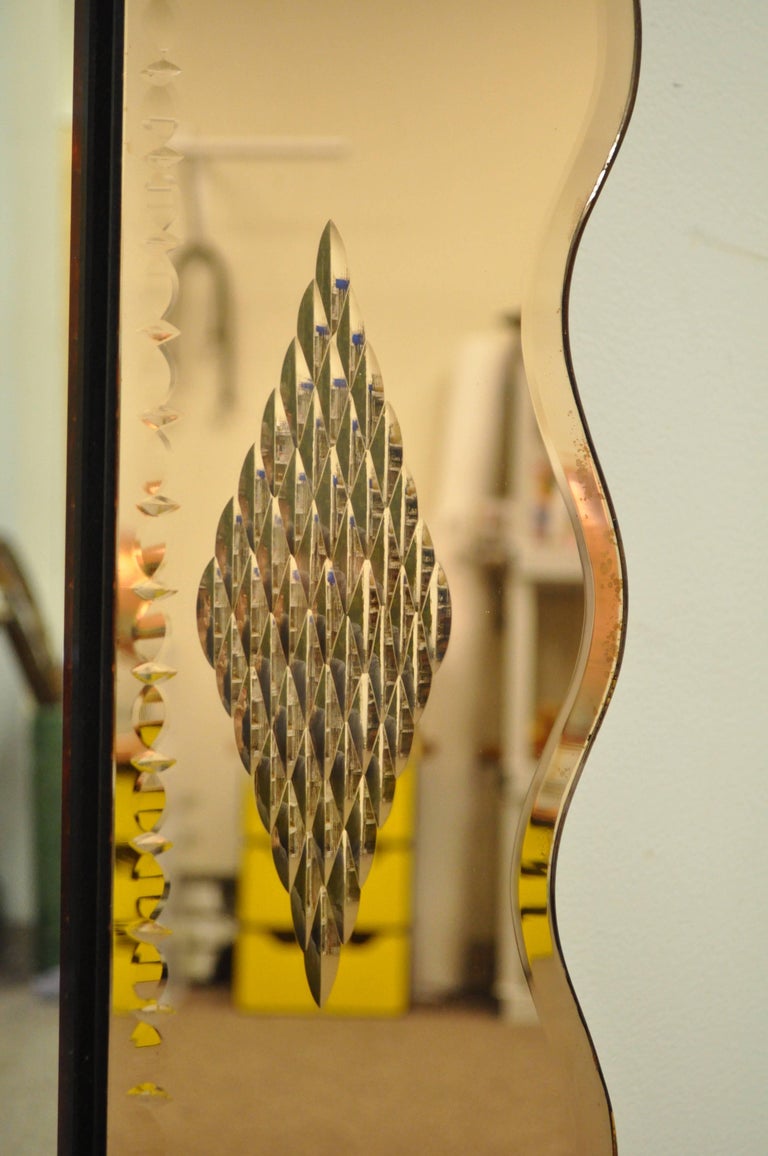 Large Hollywood Regency Venetian Peach Amber Glass Scallop Edge Wall ...