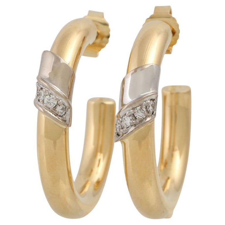 Large Hoops with 8 Diamonds For Sale at 1stDibs