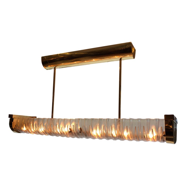 Large Horizontal Molded Glass Light Fixture For Sale at 1stDibs