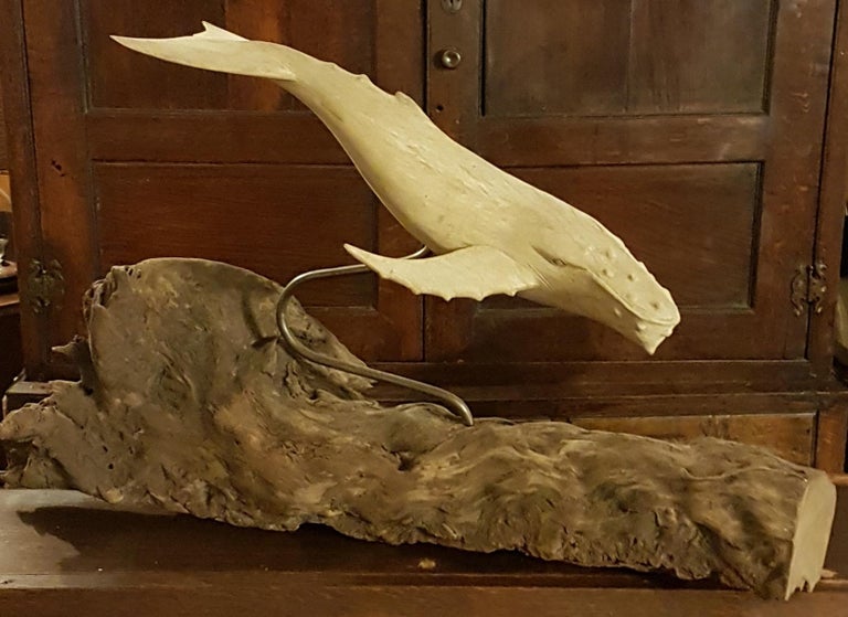 Large Humpback Whale Sculpture on Bog Yew Log For Sale at 1stDibs ...