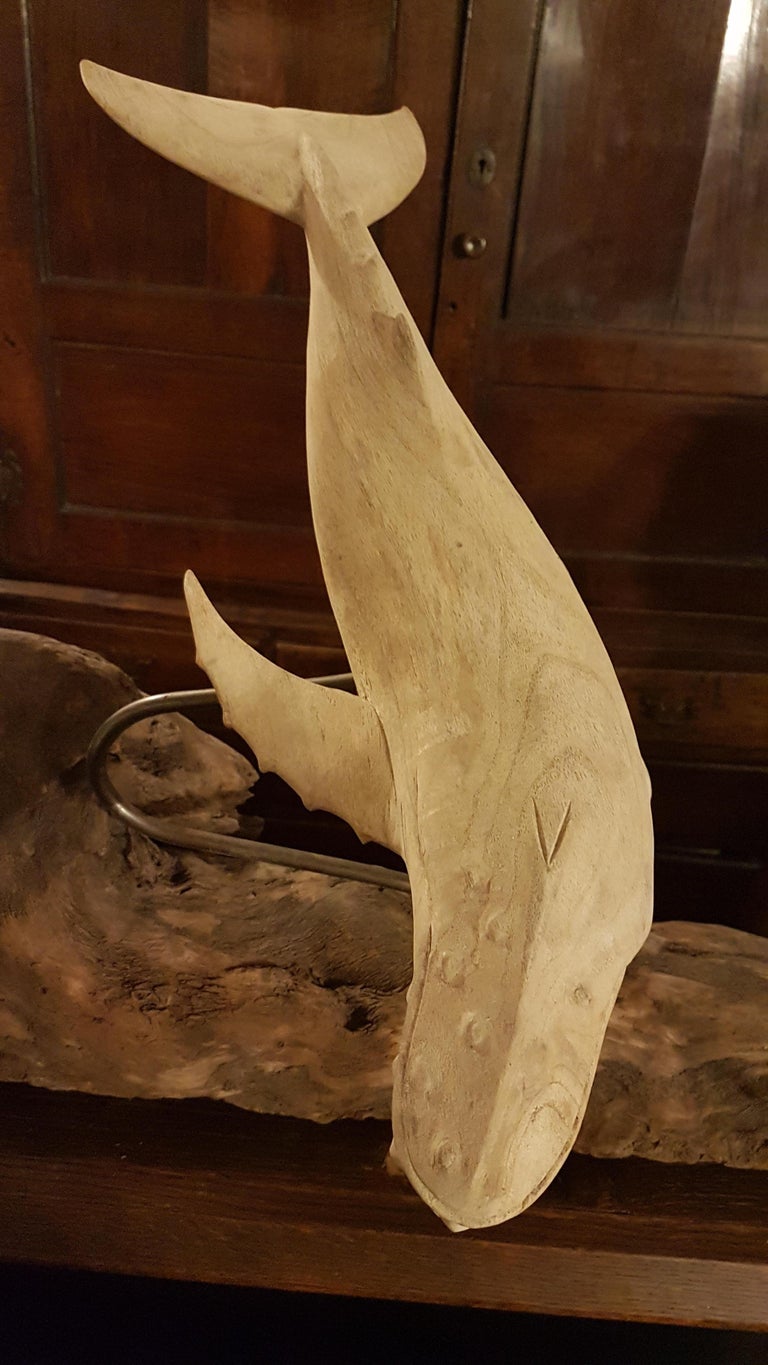Large Humpback Whale Sculpture on Bog Yew Log For Sale at 1stDibs ...